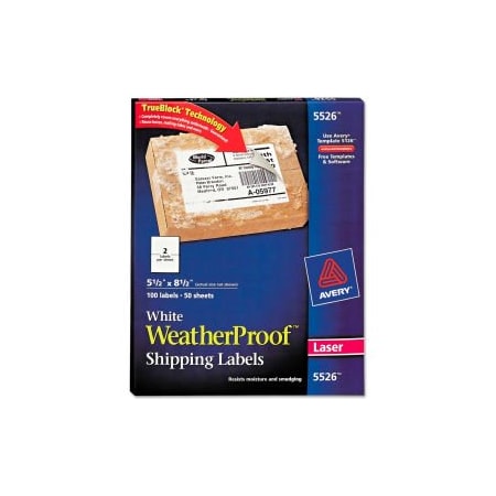 Avery Dennison LABEL, WETHRPRF, WH, 100PK 5526 | Zoro